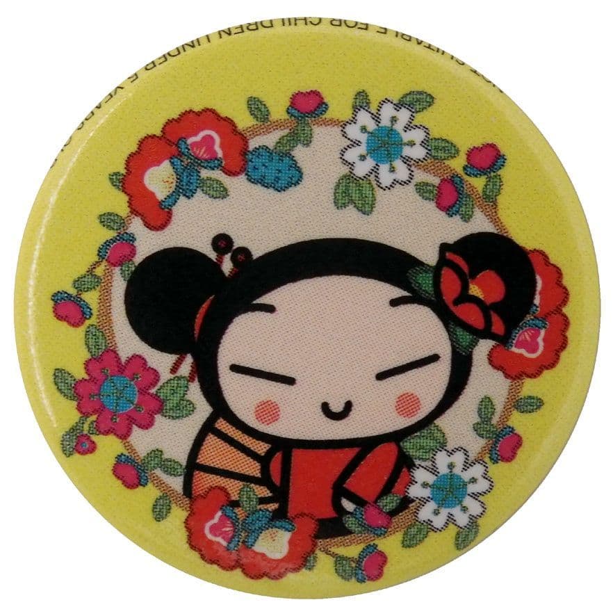 Pucca - Flowers Yellow Button Badge