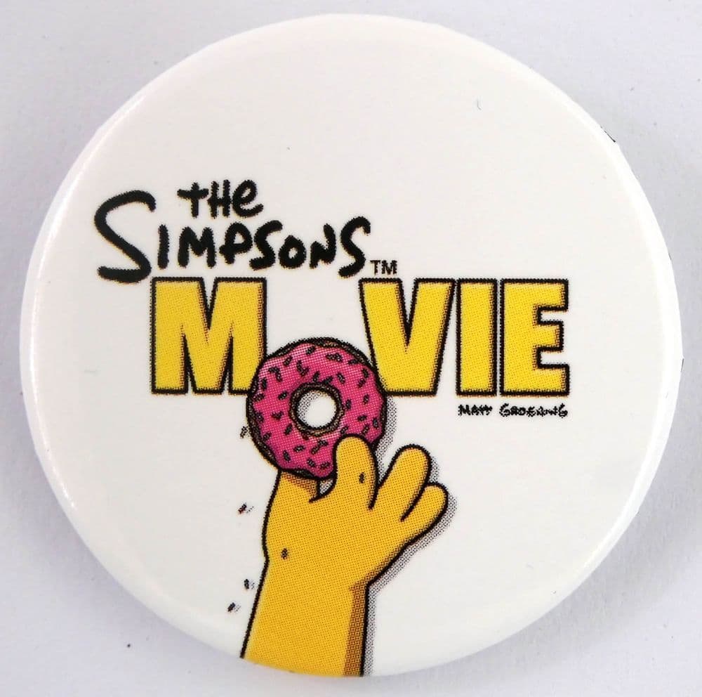 The Simpsons - Movie White Large Button Badge