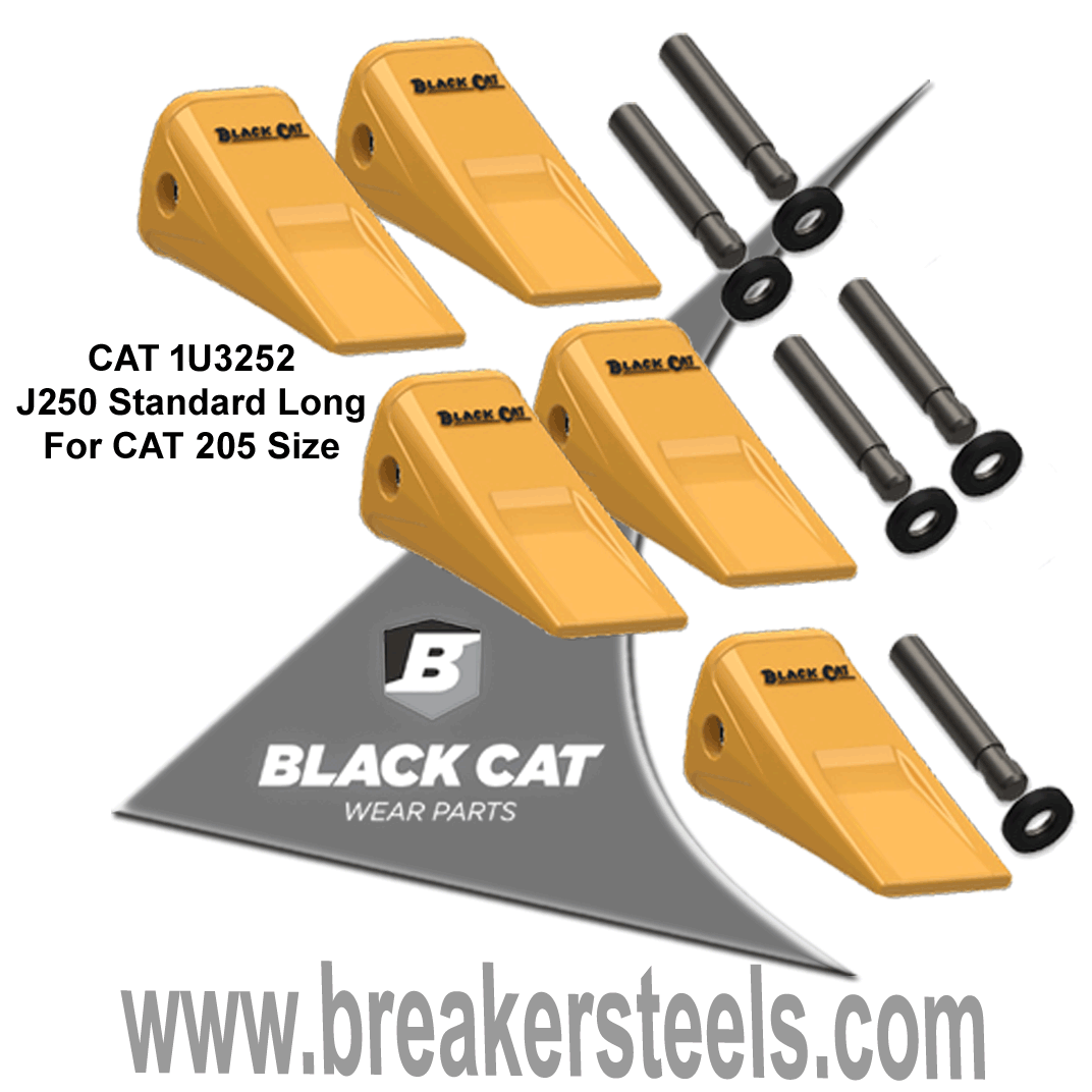 Bucket Teeth CAT 205 Set of 5 Teeth Standard Long J250 SL Set