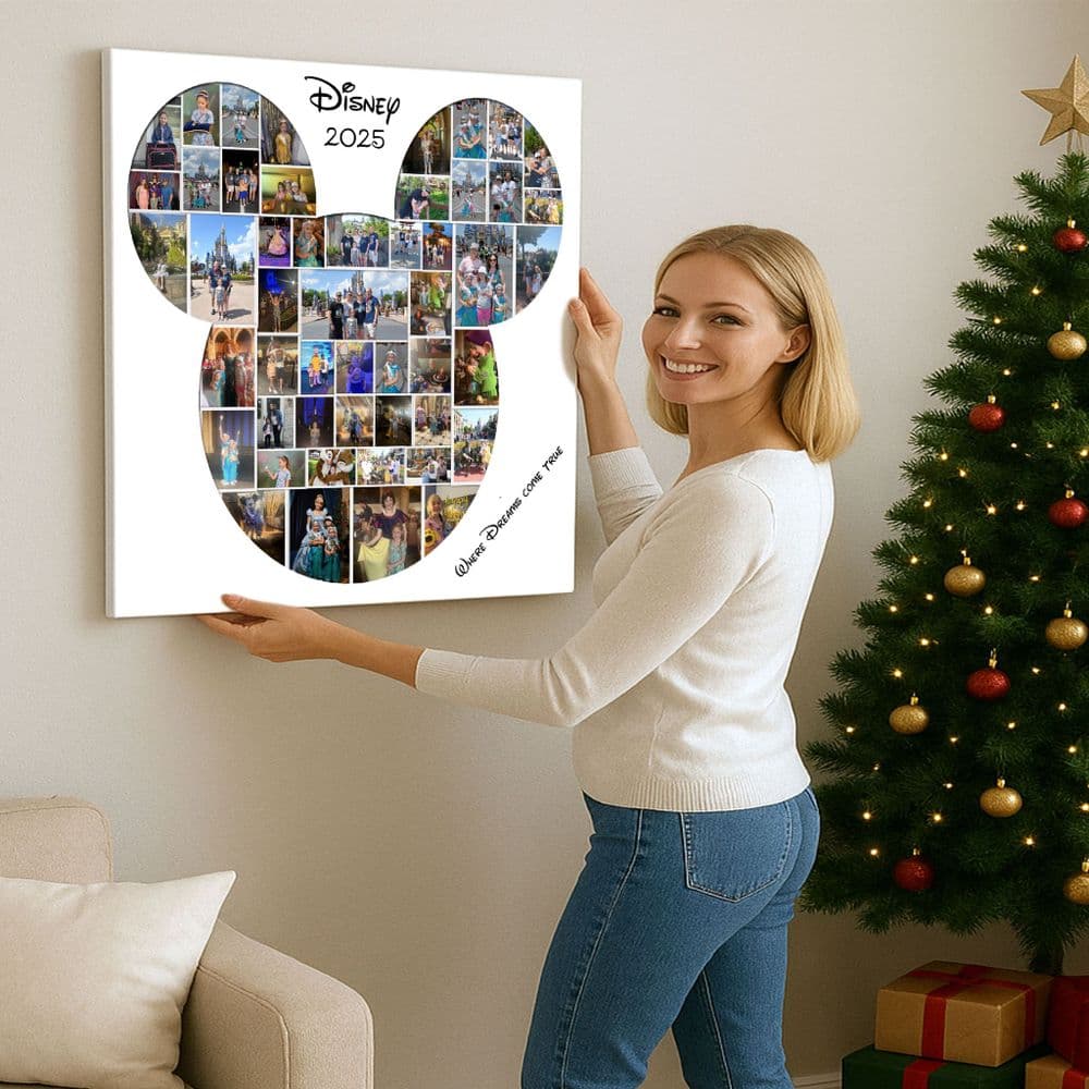 Disney Mickey Mouse shape photo collage box framed canvas print