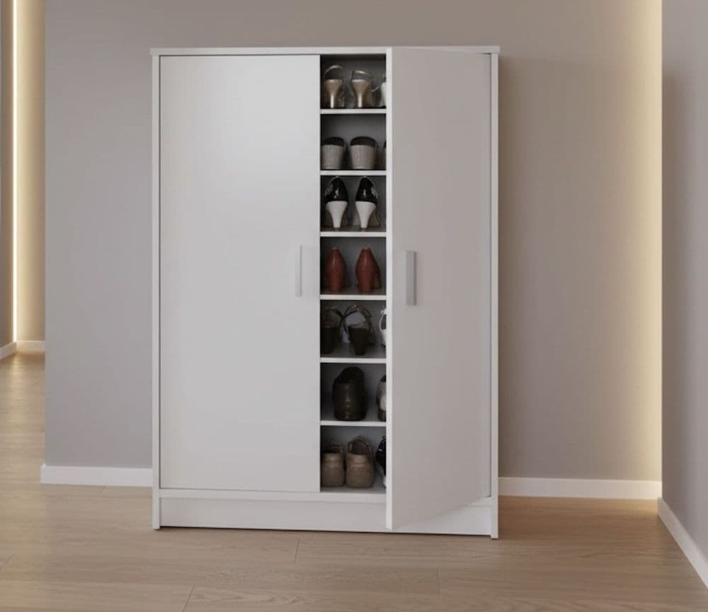 Alfy Large White Shoe Storage Cupboard - Online Outlet