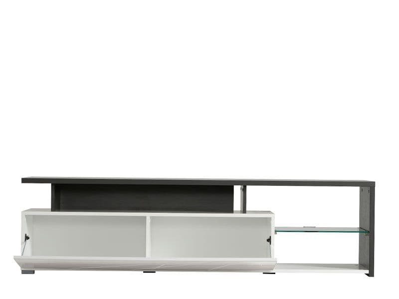 Arctic White Gloss And Black Wood Effect Wide TV Unit Cabinet With ...