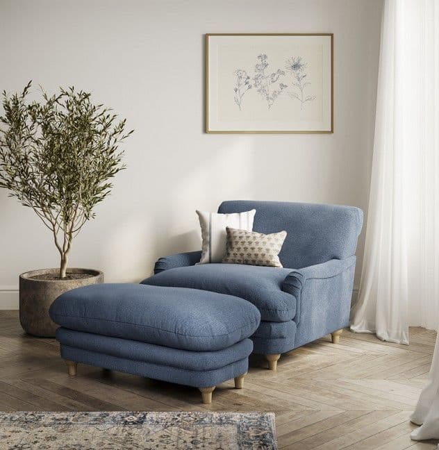 Aston Denim Blue Snuggle Arm Chair - LD