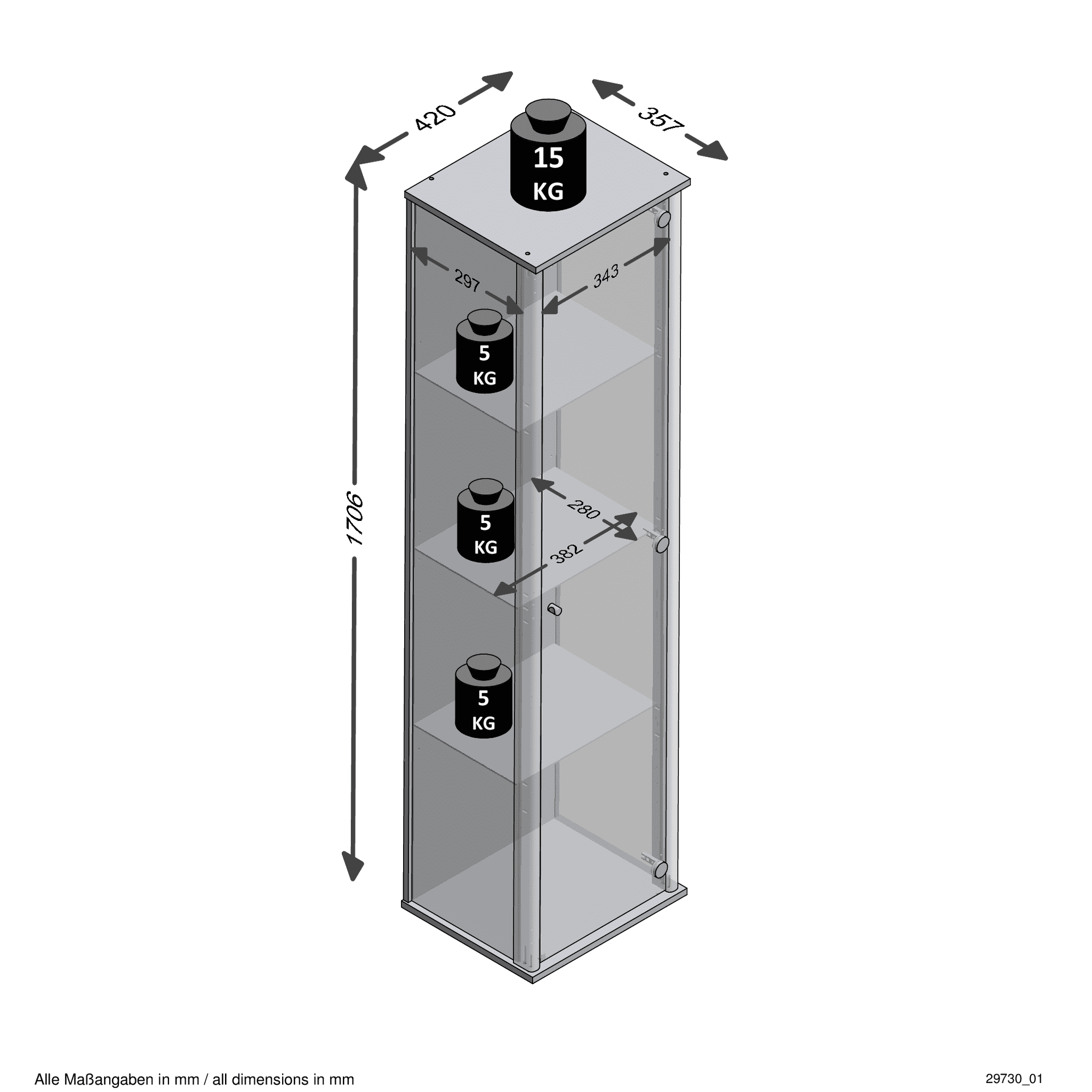 Athens Tall Narrow White Glass Showcase Display Cabinet 2973