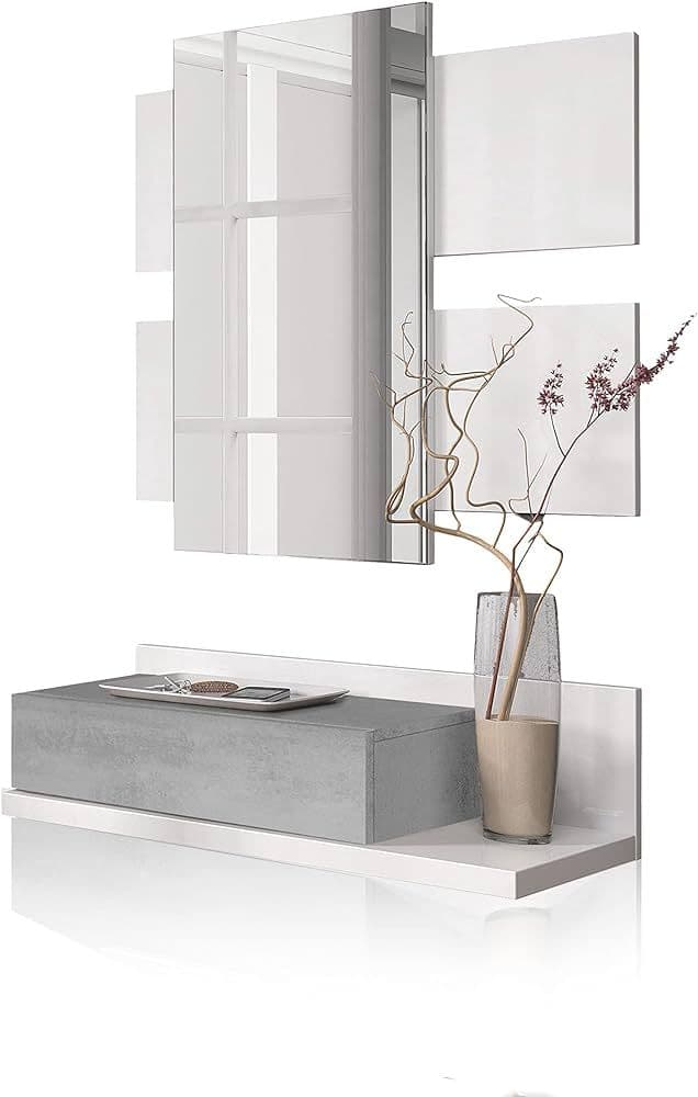 Austin Concrete Grey Effect And White Wall Mounted Floating Shelf ...