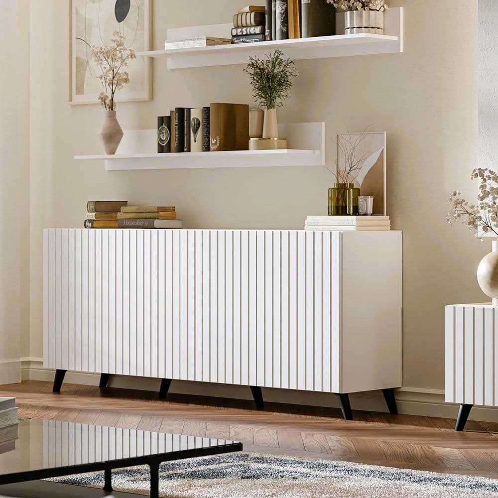 Bali White Extra Long 200cm Wide Sideboard - Online Outlet