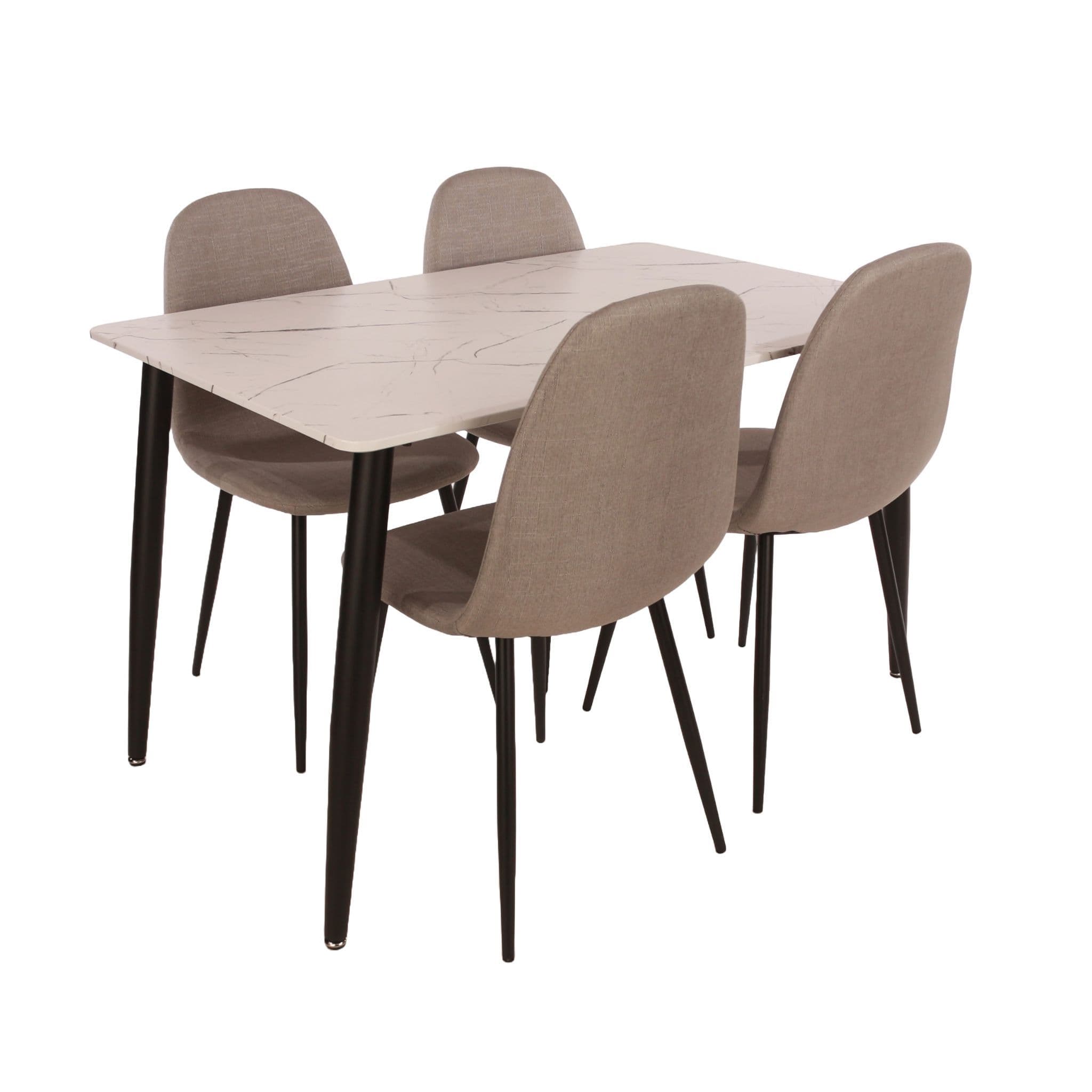Bruno White Marble Effect Rectangular Dining Table Set ASTBSET7