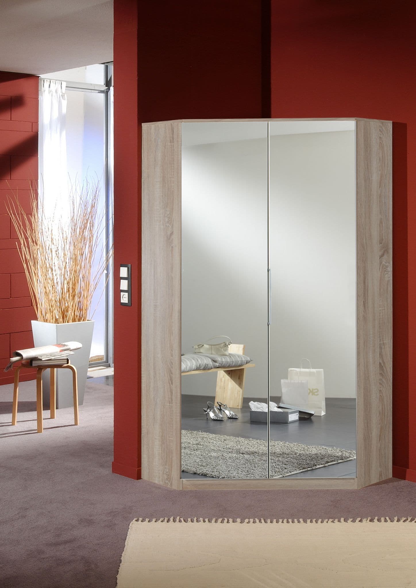 Corner wardrobe with mirror store