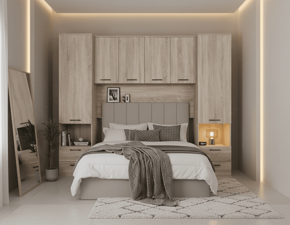 Cellini Oak Overbed Storage Wardrobe - Online Outlet