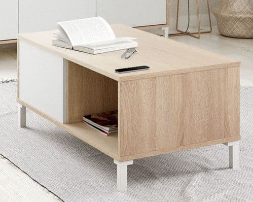 Chavez Oak Effect And White Open Storage Coffee Table 011641F/O