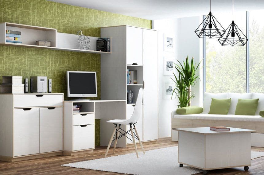 Gilmore White And Beech Effect Small Compact 2 Door Sideboard Storage ...