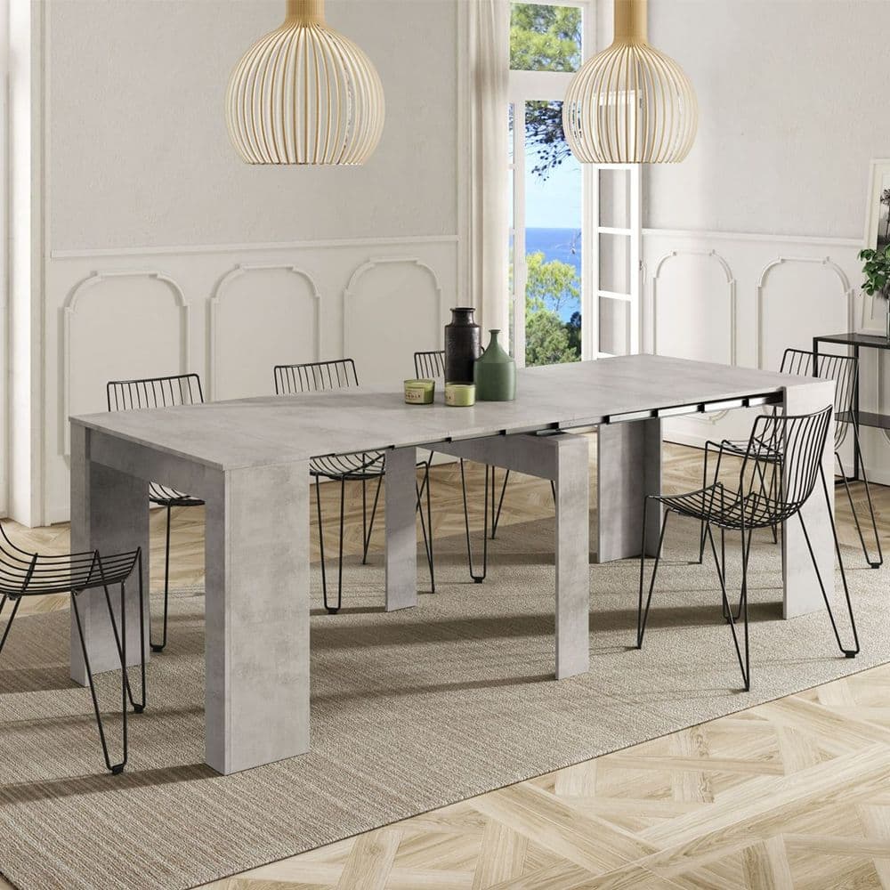 Grande Concrete Grey Effect Large Extending Dining Table - 004580L S/O