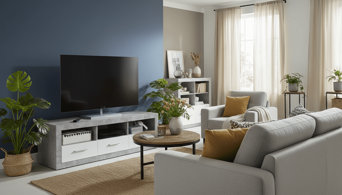 Greystone Grey and White High Gloss TV Cabinet with Drawers P9BBGS63