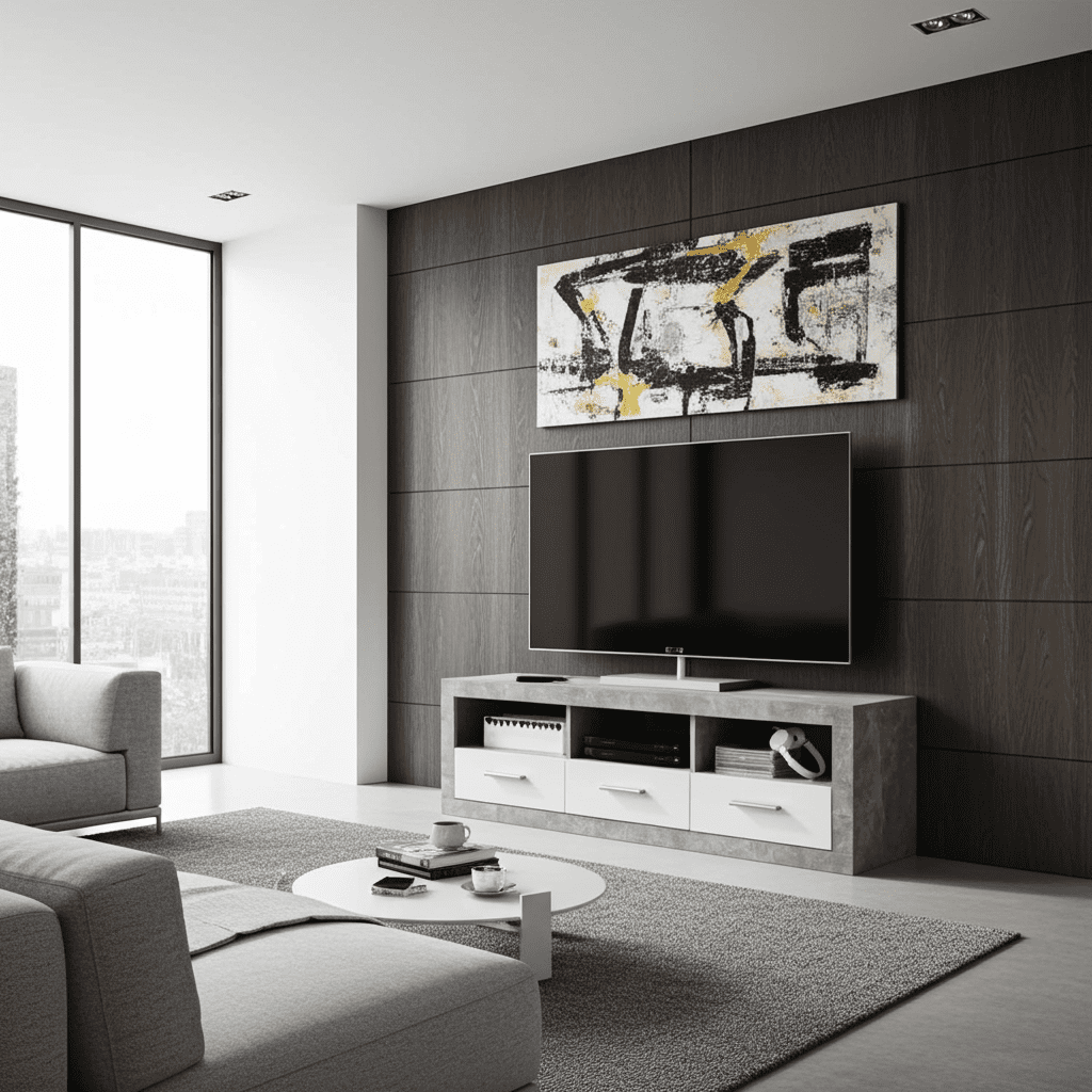 Greystone Grey and White High Gloss TV Cabinet with Drawers P9BBGS63