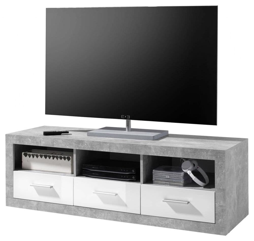 Greystone Grey and White High Gloss TV Cabinet with Drawers P9BBGS63