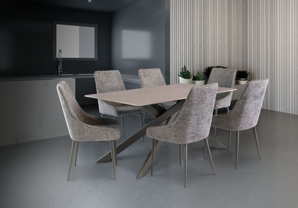 Kamella 160cm wide Dining Table Matt Grey with Black Legs - WF-CAM03