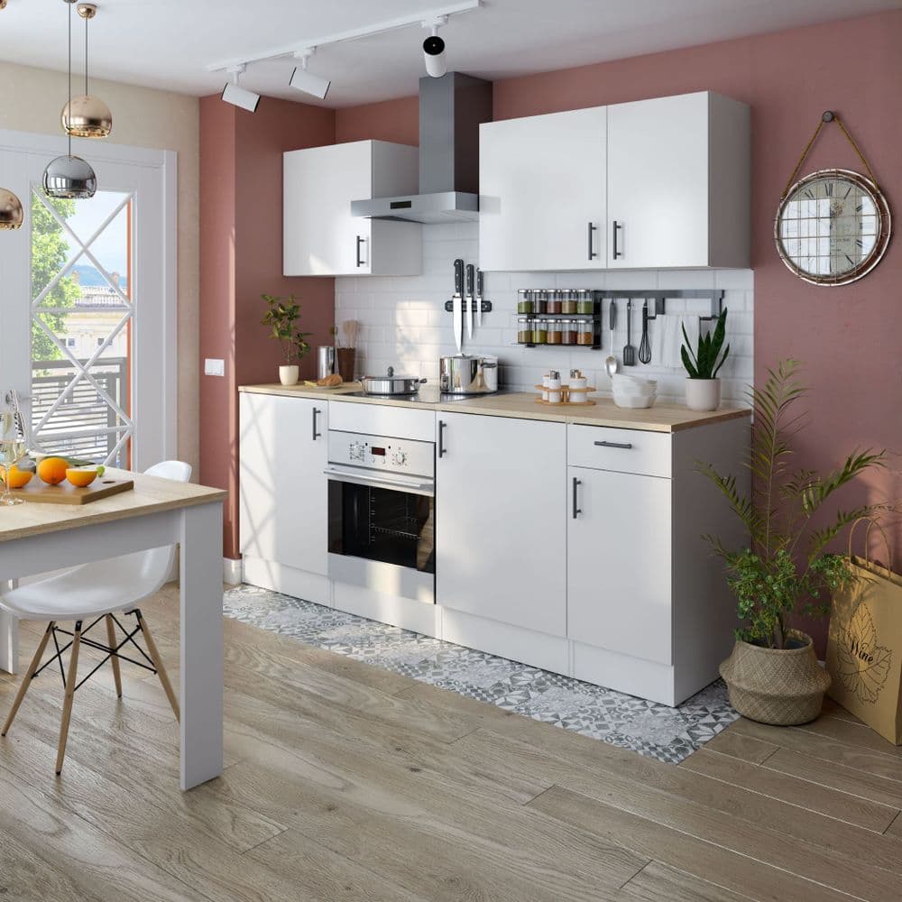 Magna Modular 220cm Full Kitchen Units Set White Gloss - Option 4