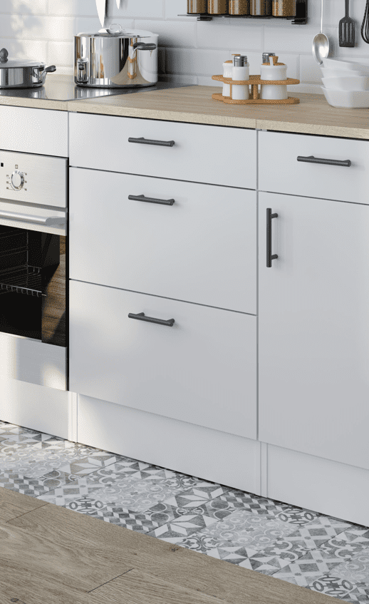 Magna Modular 600mm 3 Drawer Kitchen Cabinet Base Unit White Gloss ...