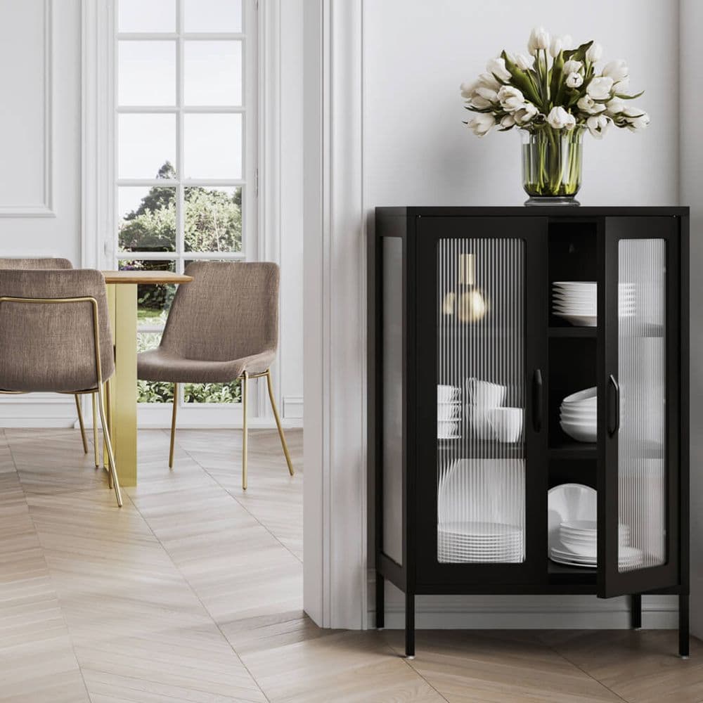 Marlow Black Steel 2 Door Low Display Cabinet 25LD