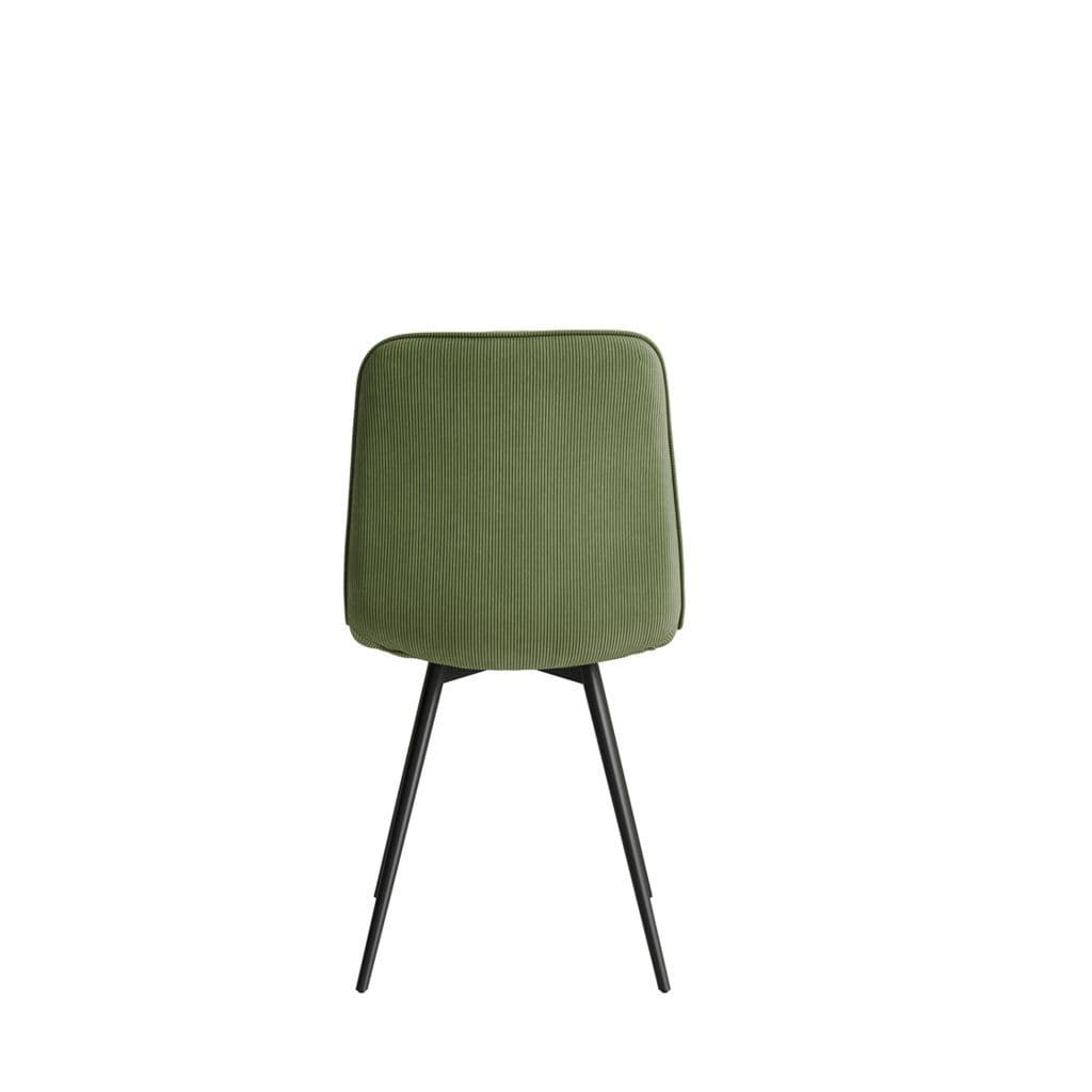 Moska Moss Green and Black Corderoy Fabric Dining Chair 25LD