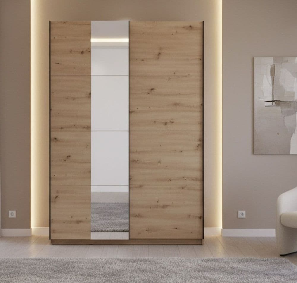 Cellini White Gloss Free Standing Sliding Wardrobe - FurnitureFactor