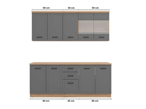 Oliver 200cm Graphite Grey Kitchen Units - 11012183