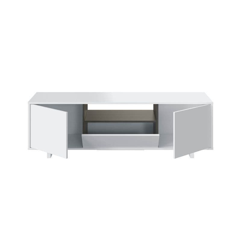 Ruben White Gloss And Grey Wood Effect 3 Door TV Cabinet Entertainment ...