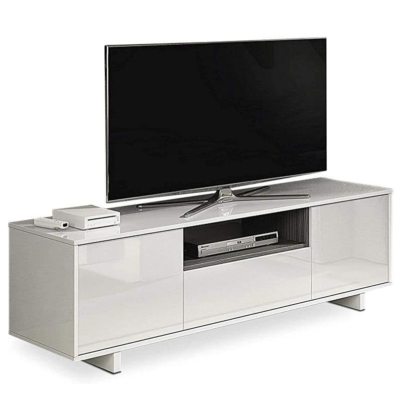 Ruben White Gloss And Grey Wood Effect 3 Door TV Cabinet Entertainment ...