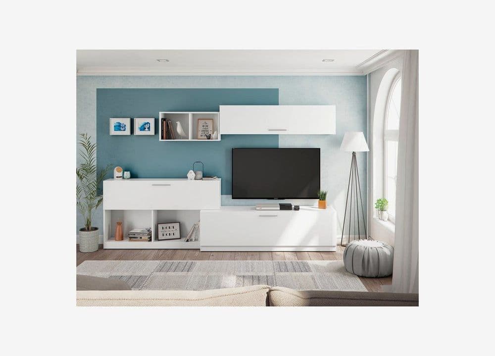 Sensi White Large Reversible TV Entertainment Wall Unit Cabinet With ...