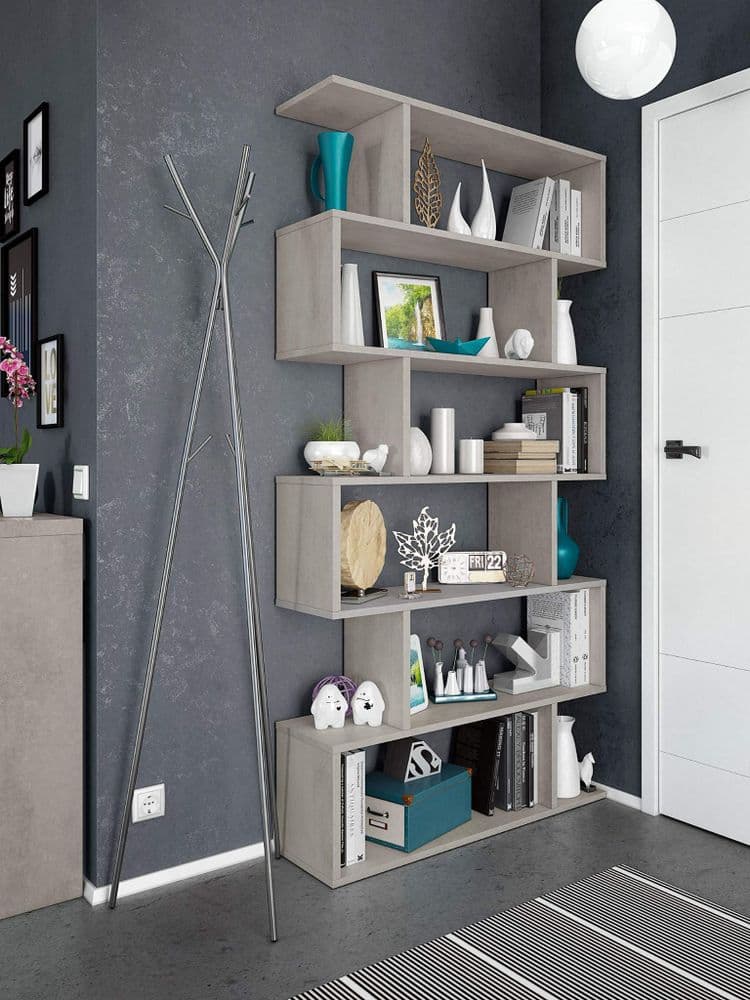 Venice Concrete Grey Effect Tall Open Back Bookcase 301013L - S/O