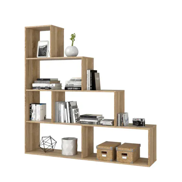 Verona Step Bookcase Oak Effect Bookshelf 002255F - S/O