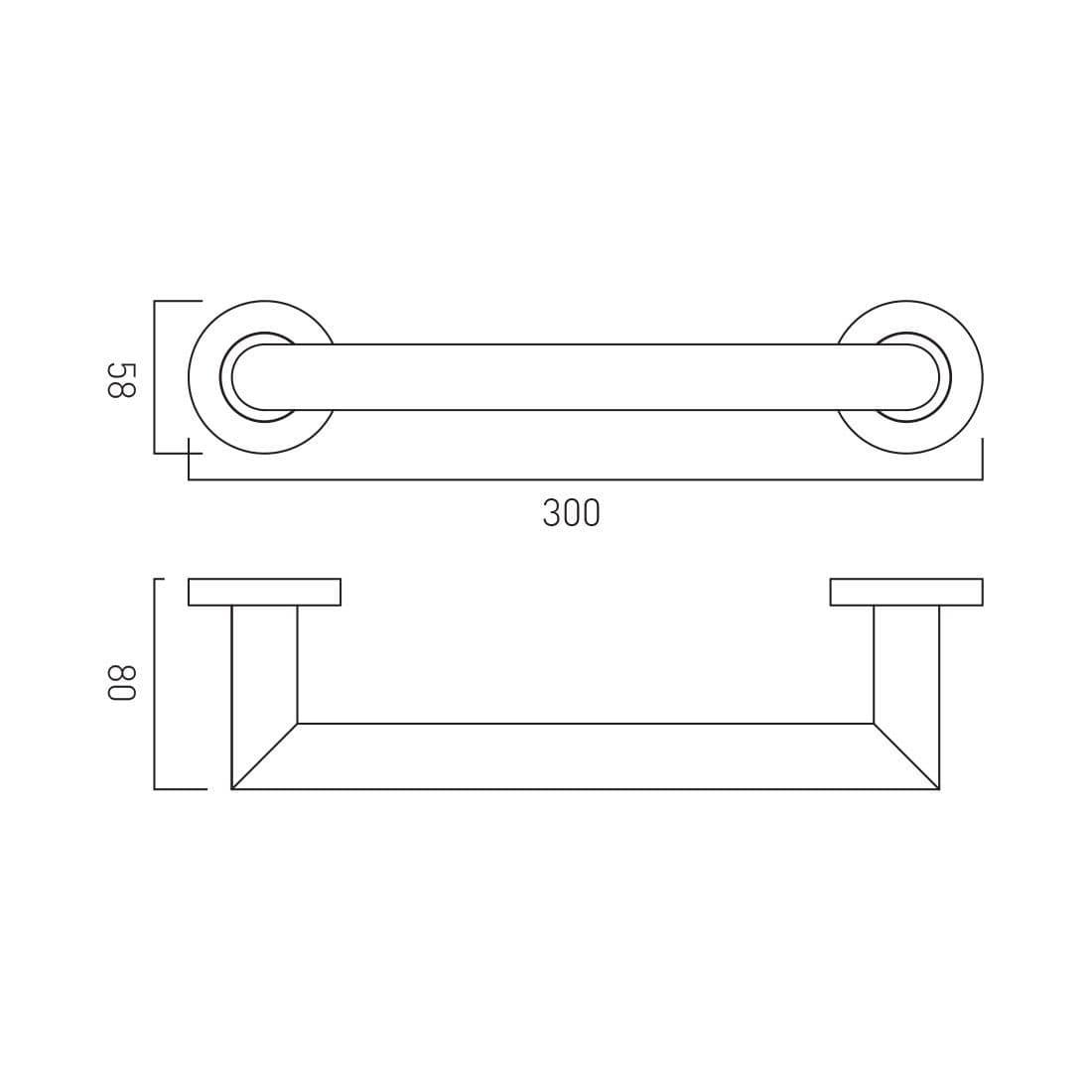 Vado Spa Grab Rail 300mm Bronze - IND-SPA1801-30-BRZ