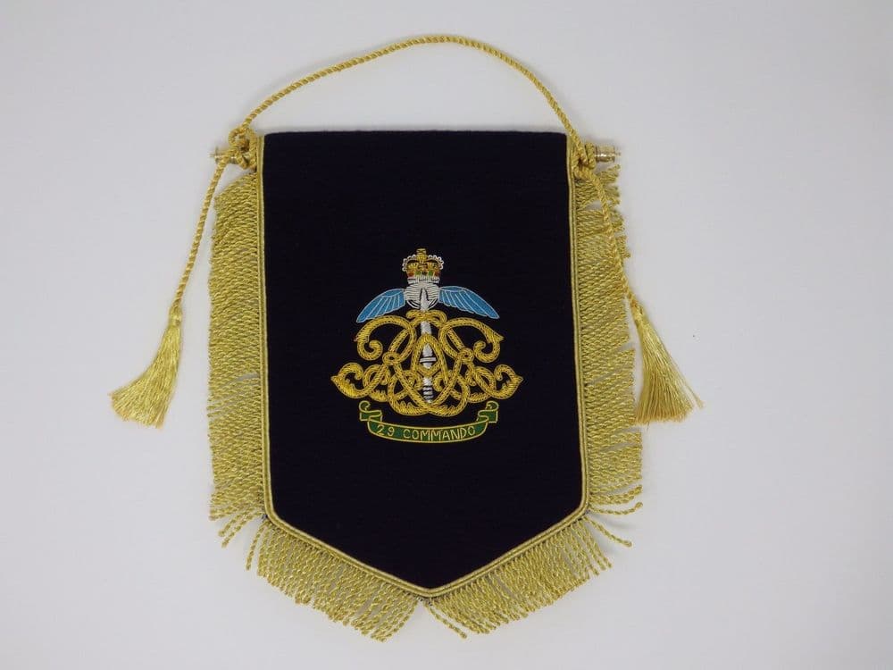 29 COMMANDO REGIMENT ROYAL ARTILLERY PENNANT WITH BULLION WIRE ...