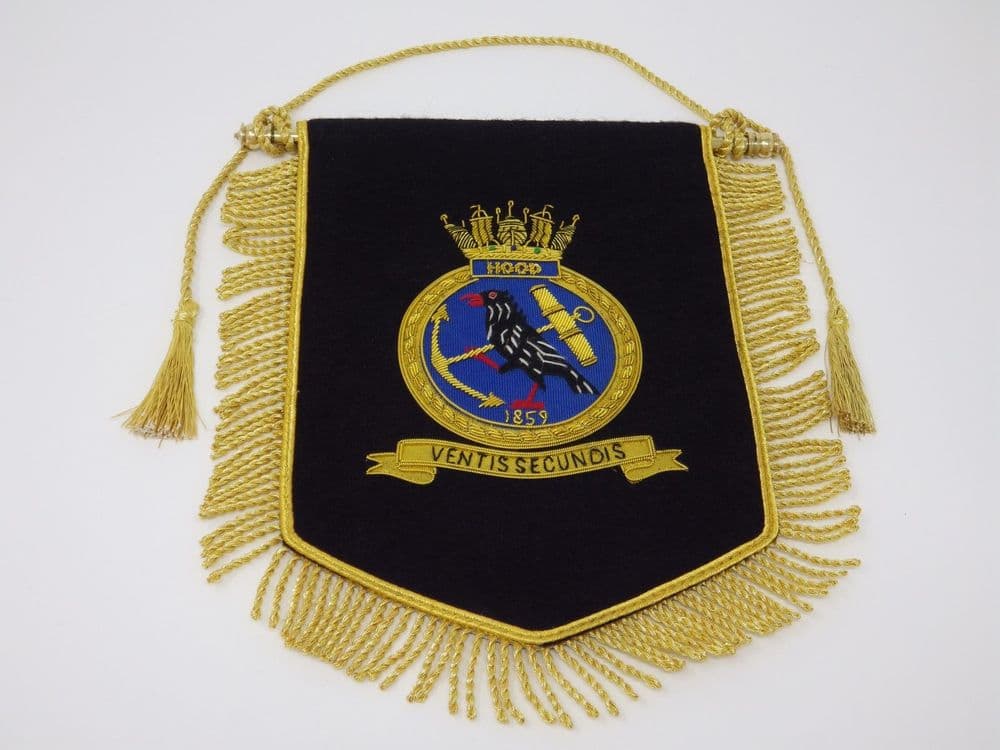 HMS HOOD PENNANT WITH BULLION WIRE EMBROIDERED BADGE