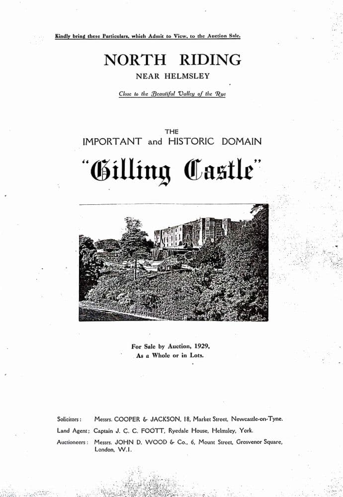 Gilling Castle Estate Sale Catalogue 1929