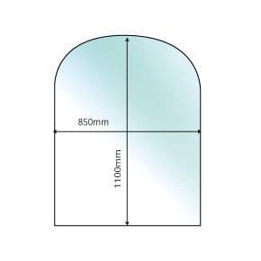 HEARTH GLASS SEMI CIRCLE TRANSPARENT 1100 x 850MM