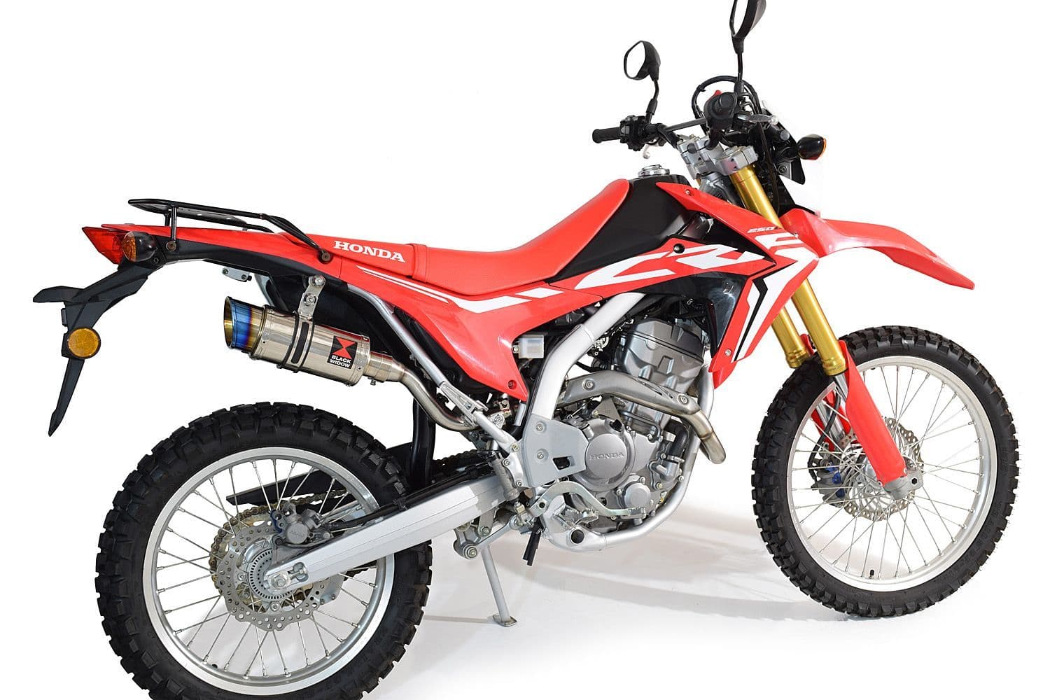 CRF 250 L/LA & Rally Exhaust System 200mm Round Blue Tip Stainless Silencer