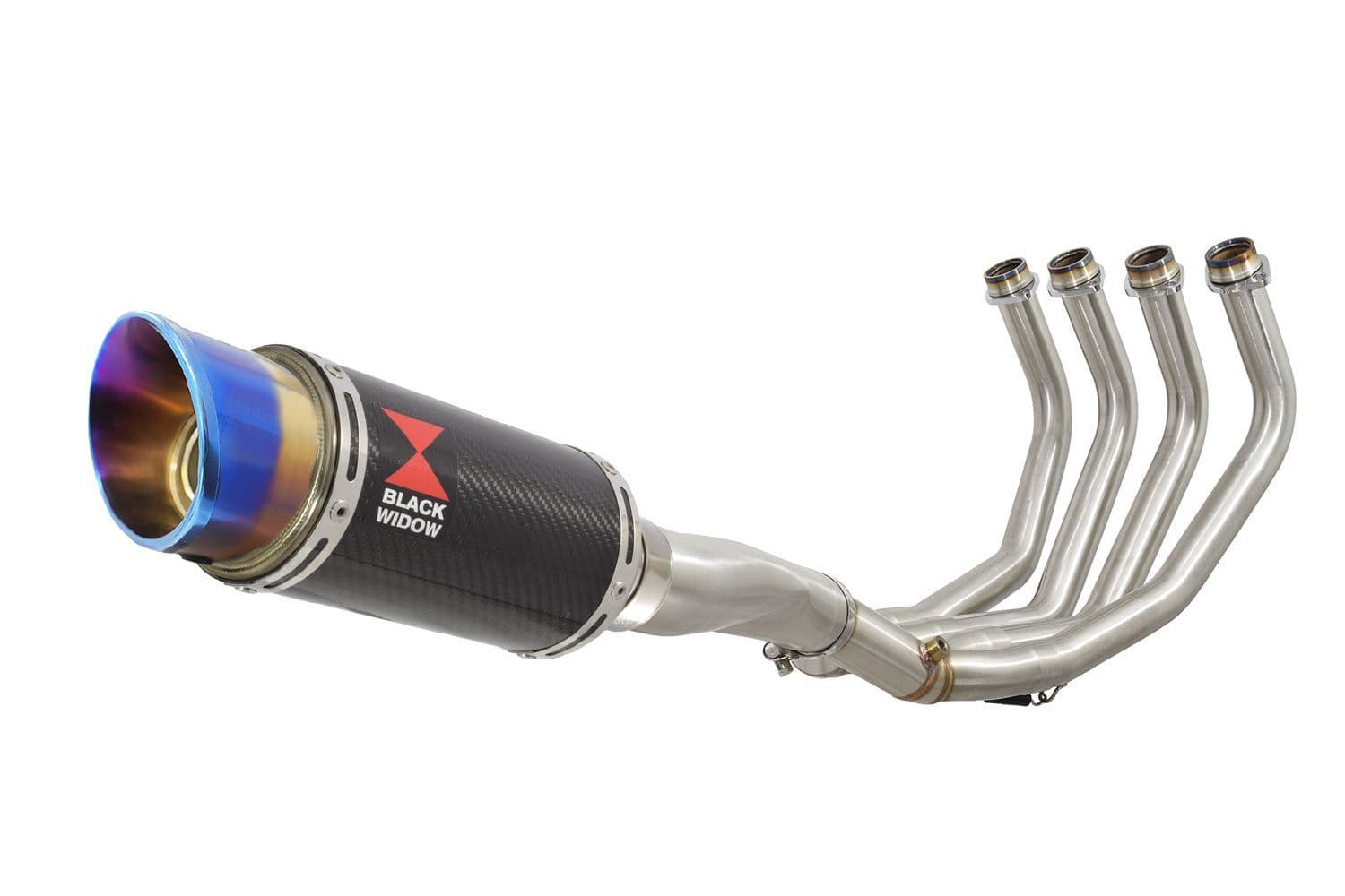 FZ6R 2009-2017 High Level De-cat Exhaust System 200mm Round Blue Tip ...