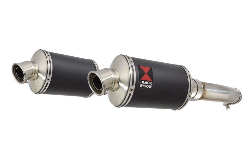 GL1500 Goldwing Twin Exhaust Silencer Kit 230mm Oval Black Stainless