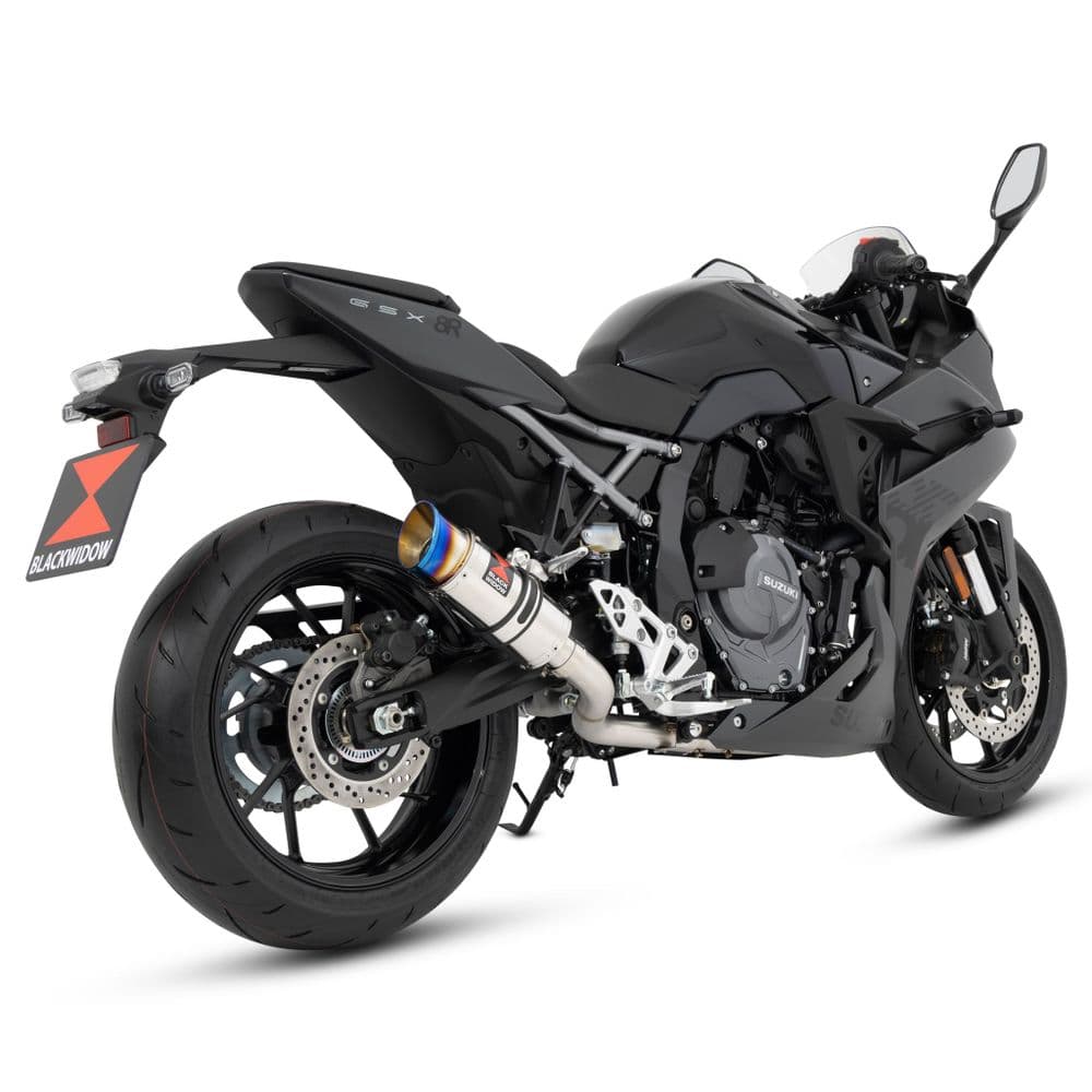 GSX-8R 2023 - 2026 Exhaust System 200 mm Round Stainless Blue Tip Silencer