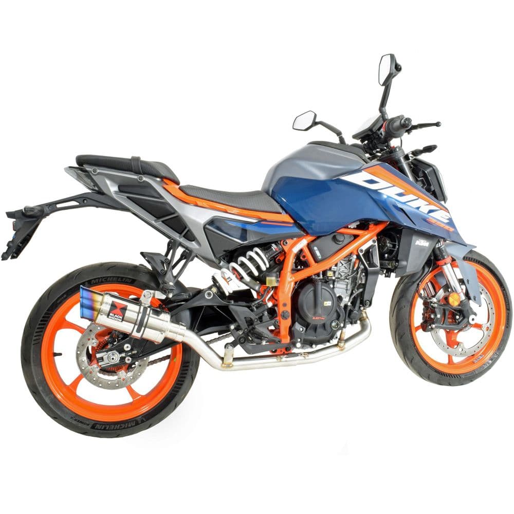 KTM 390 Duke 2024 - 2025 Exhaust System 200mm Round Stainless Blue Tip ...