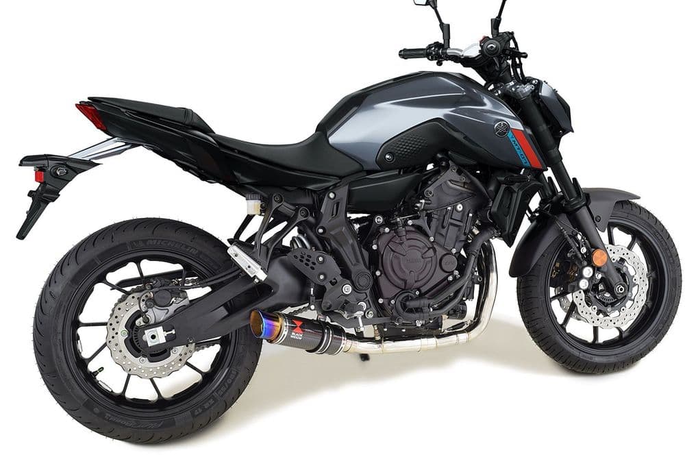 MT07 2014-2020 MT-07 De-cat Exhaust System with 230mm GP Round Blue Tip ...