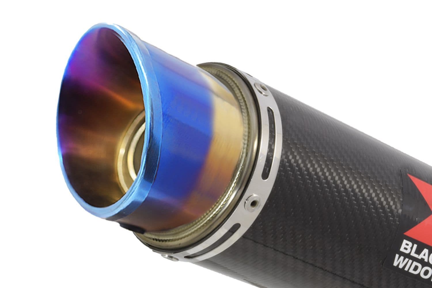 S1000RR 2019 - 2025 Exhaust Link Pipe 200mm Round Carbon Blue Tip Silencer