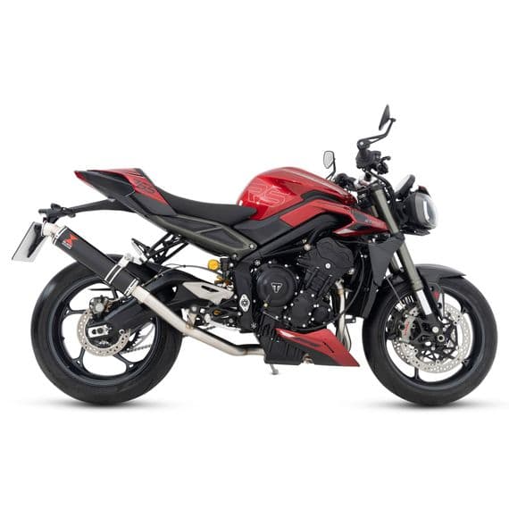 Street Triple 765 S/R/RS 2023-2025 High Level Exhaust System 350 mm Round Black Stainless Steel
