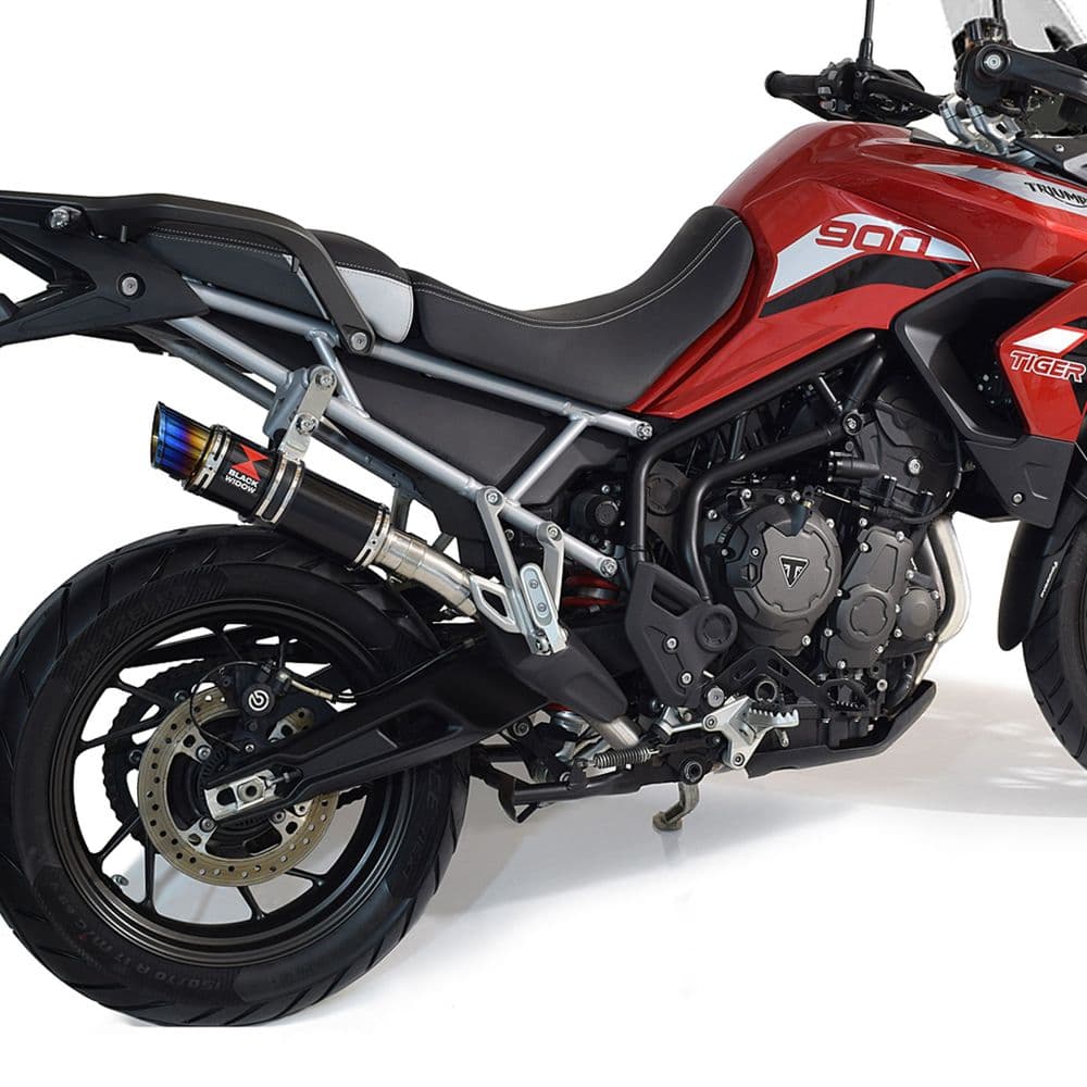Tiger 850 2020 - 2023 De Cat Exhaust System 230mm GP Round Blue Tip ...