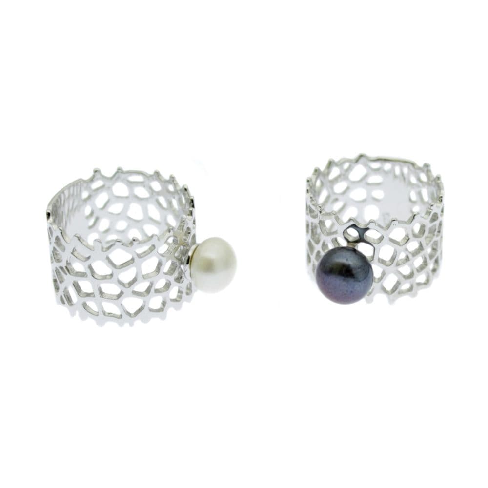 Pearl Lattice Ring Sterling with Cultured Pearls