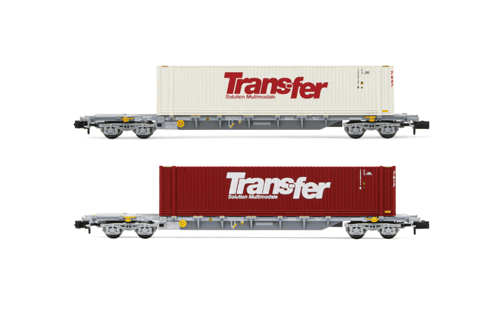 Arnold HN6584 N Gauge 2 x SNCF Sgnss Container Wagon with "Tranfer" 45 ...