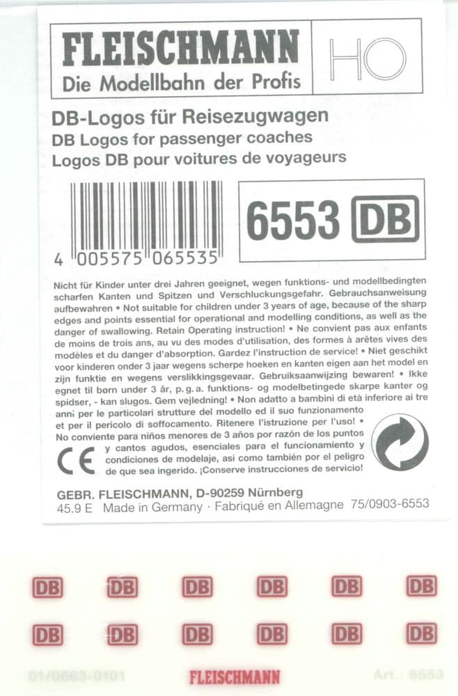 Fleischmann 6553 HO Gauge DB-LOGOS For Passenger Carriages