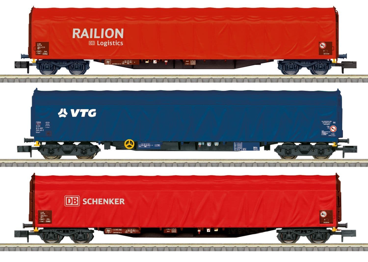 Minitrix 18801 N Gauge DB AG Rils Tarpaulin Wagon Set 3