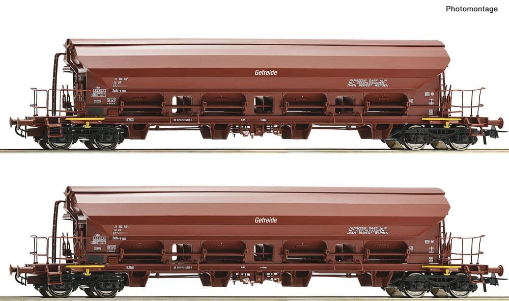 Roco HO Scale RC6600125 DR Tads-y Swivel Roof Bogie Hopper Wagon Set 2 IV
